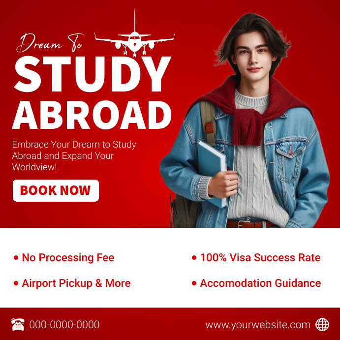 Red Modern & Minimal Study Abroad Instagram P Template | PosterMyWall