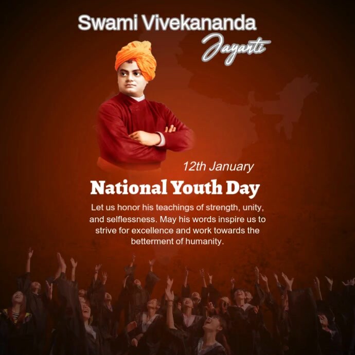 Copy of Red Modern & Minimal Swami Vivekananda Square (1:1) | PosterMyWall