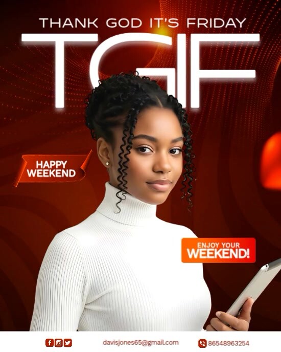 Red Modern & Minimal Thank God It’s Friday Tgif Template Instagram ...