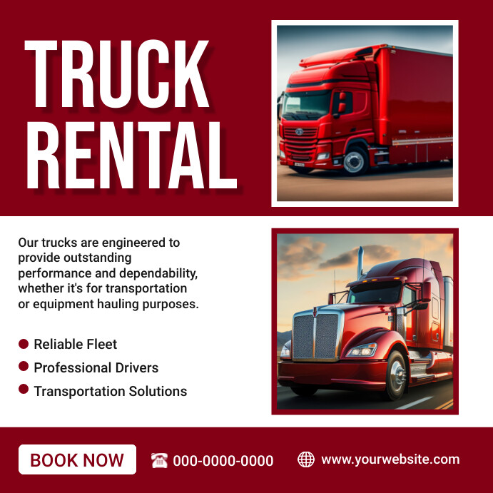 Copy of Red Modern & Minimal Truck Rental Instagram P | PosterMyWall