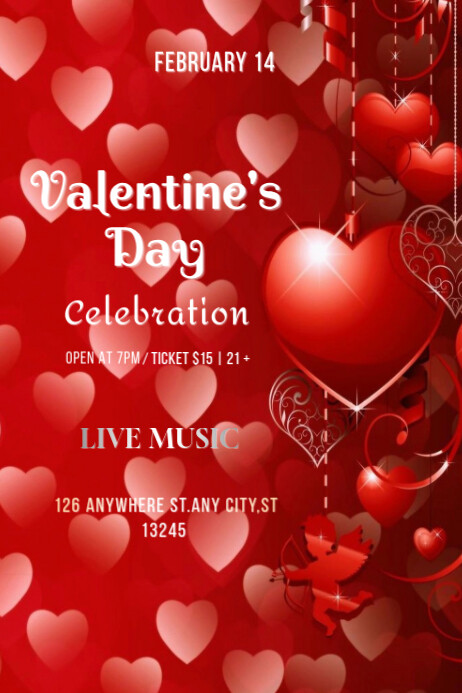 Red Modern & Minimal Valentine's Day Poster Template | PosterMyWall