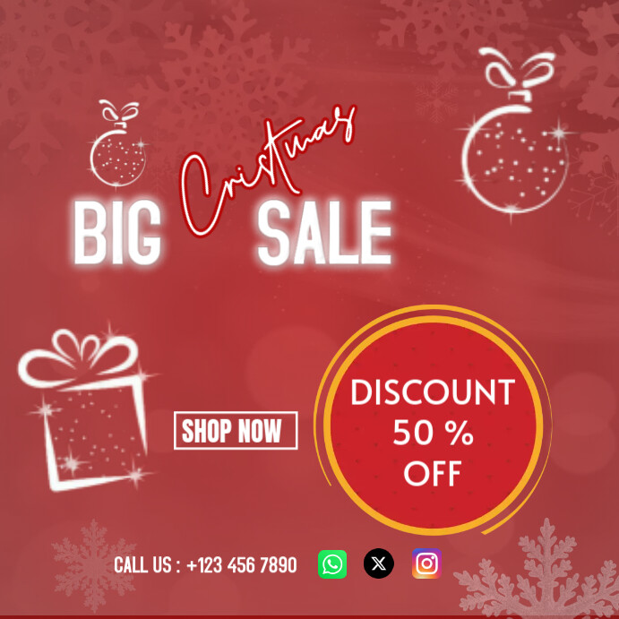 Red Modern & Minimal Vig Sale Instagram Post Template | PosterMyWall