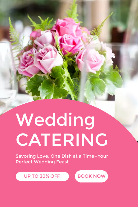 Red Modern & Minimal Wedding Catering Poster Template | PosterMyWall