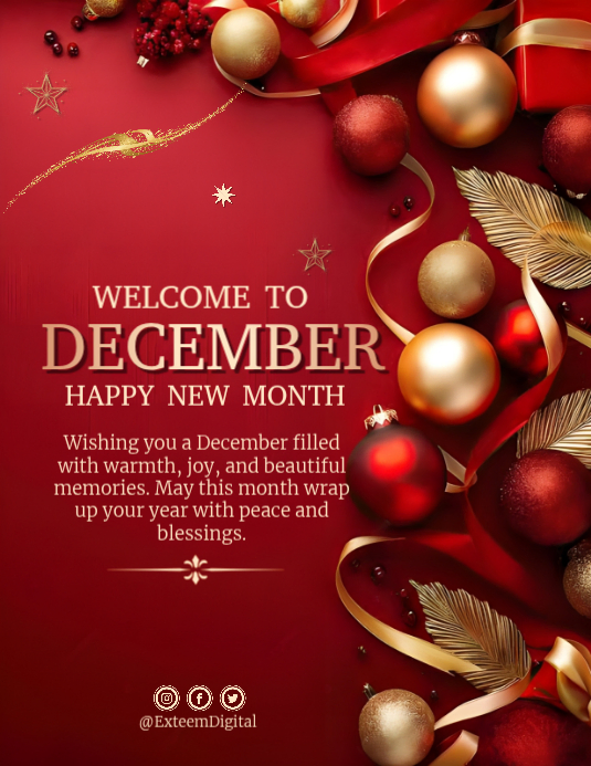 Copy of Red Modern & Minimal Welcome December Flyer (us Letter ...
