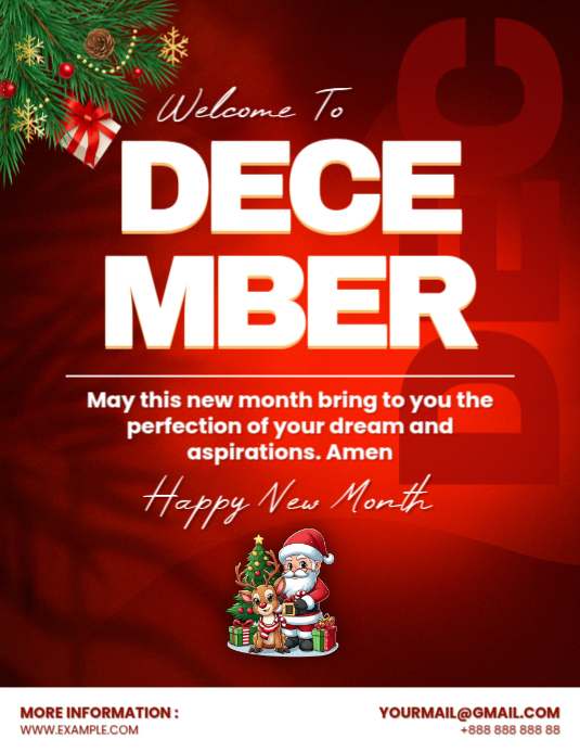 Red Modern & Minimal Welcome To December Flyer (us Letter) Template ...