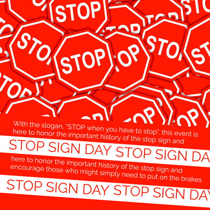 Red Modern & Minimal World Stop Sign Day Inst Template | PosterMyWall
