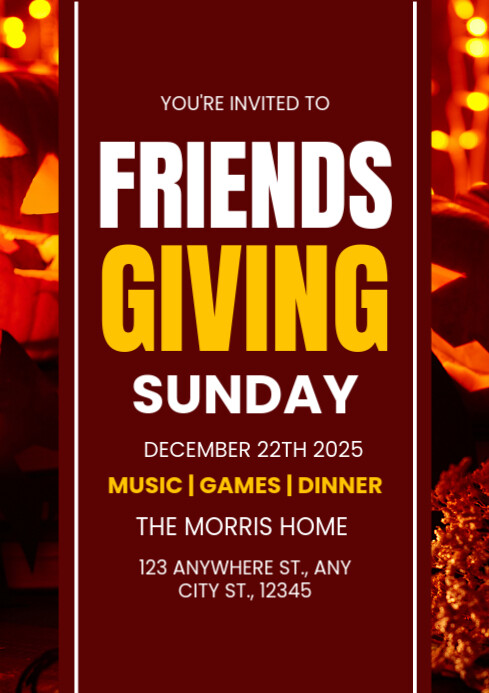 Copy of Red Modern & Minimal Yellow Friendsgiving A4 | PosterMyWall
