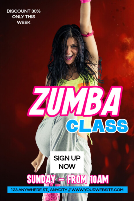 Red Modern & Minimal Zumba Classes Poster Template | PosterMyWall