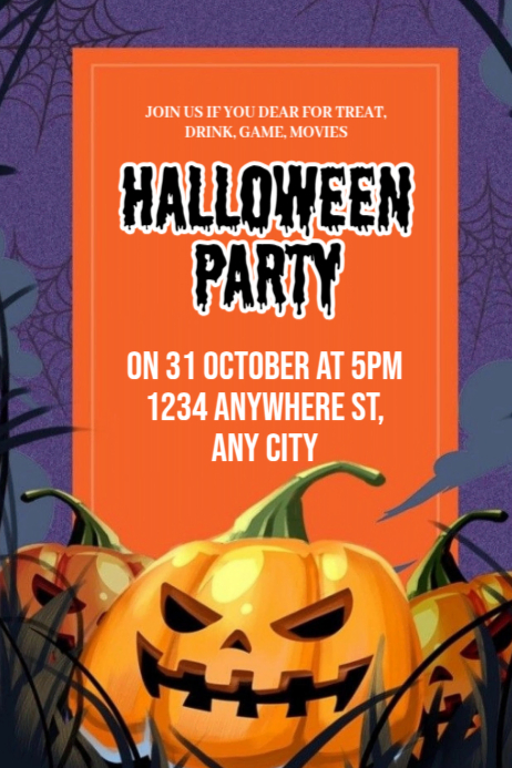 Red Modern & Minimal Editable Halloween Party Poster Template ...