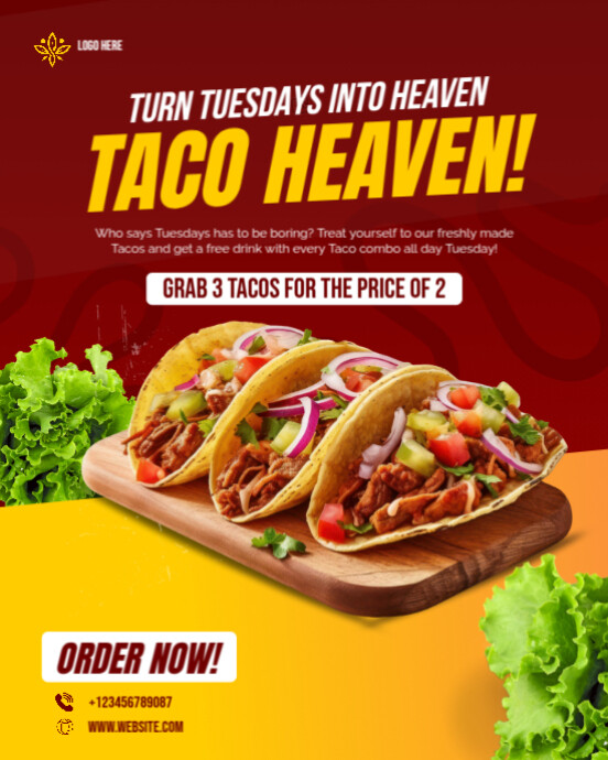 Plantilla de Red Modern & Minimal National Taco Day flyer Instagram ...