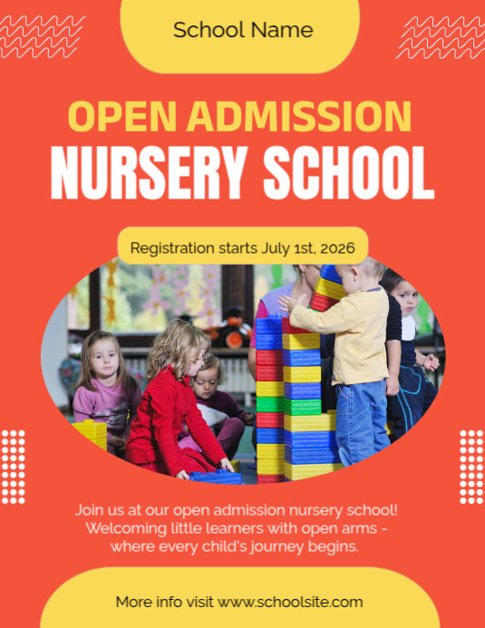 Red Modern & Minimal Open Admission Nursery School Flyer – Preschool & Kindergarten Enrollment ...