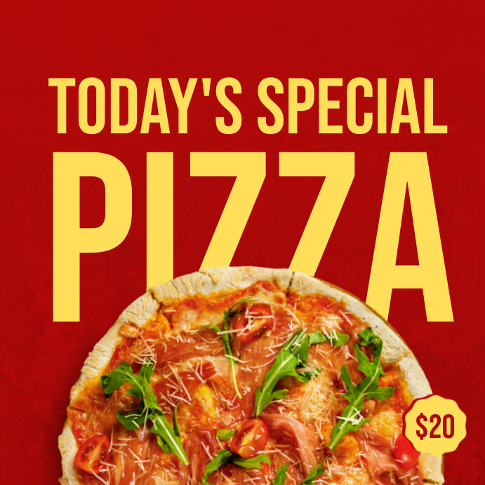 Red Modern Pizza (Facebook Post) Template | PosterMyWall