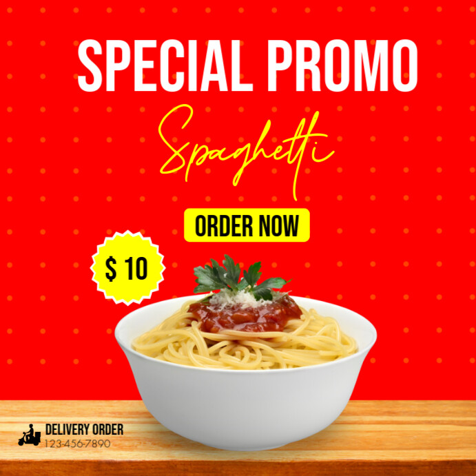 Plantilla de Red Modern Special Promo Spaghetti Instagram | PosterMyWall