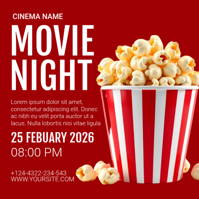Red Movie Night Instagram Post Template | PosterMyWall