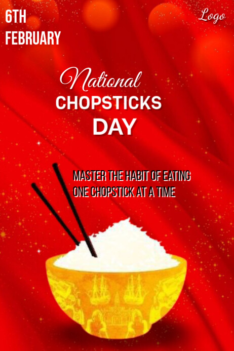 Red National Chopsticks Day Poster Template | PosterMyWall