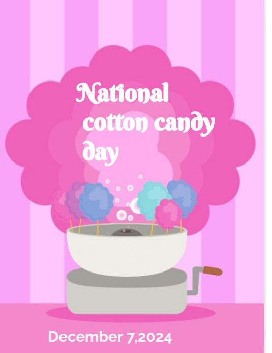 Red National Cotton Candy Day Flyer (us Letter) Template | PosterMyWall