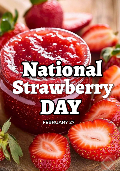 Red National Strawberry Day A3 Template | PosterMyWall