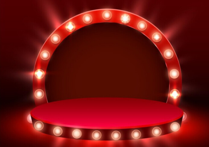 Copy of Red Neon Abstract Round Podium Illuminated With Spotlights A4 ...