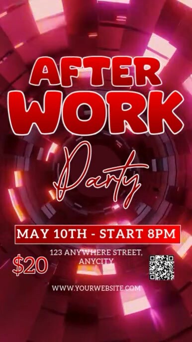 Red Neon After Work Party Reel Instagram Template | PosterMyWall