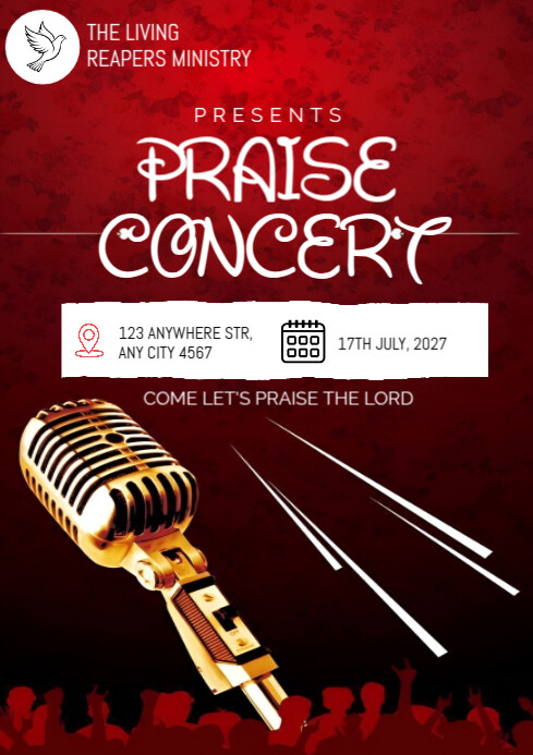Red Neon Editable Praise Concert Flyer Design A3 Template | PosterMyWall