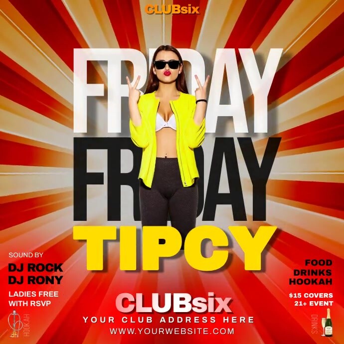 Plantilla de Red Neon Friday Night Tipcy Party Instagram P | PosterMyWall