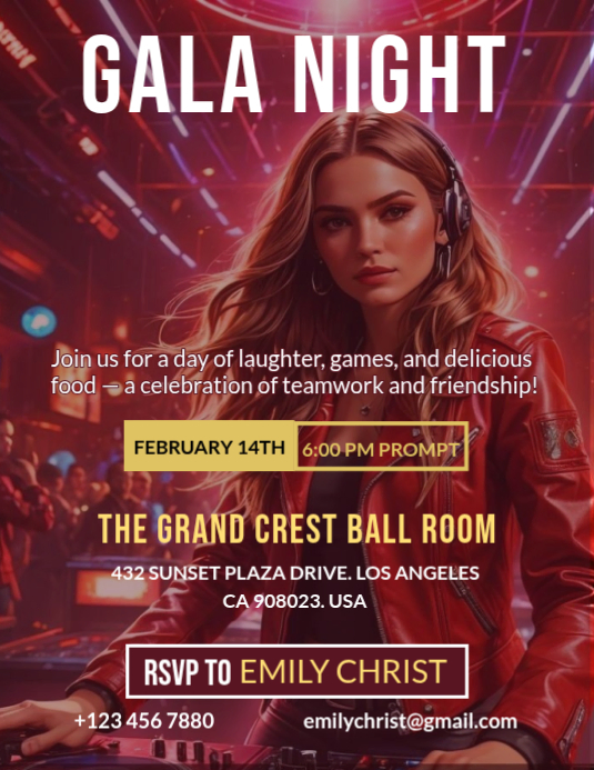 Plantilla de Red Neon Gala Flyer (us Letter) | PosterMyWall