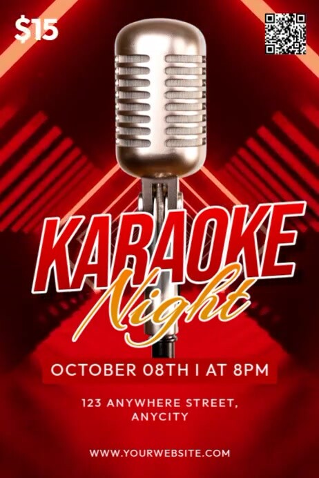 Red Neon Karaoke Night Poster Template | PosterMyWall