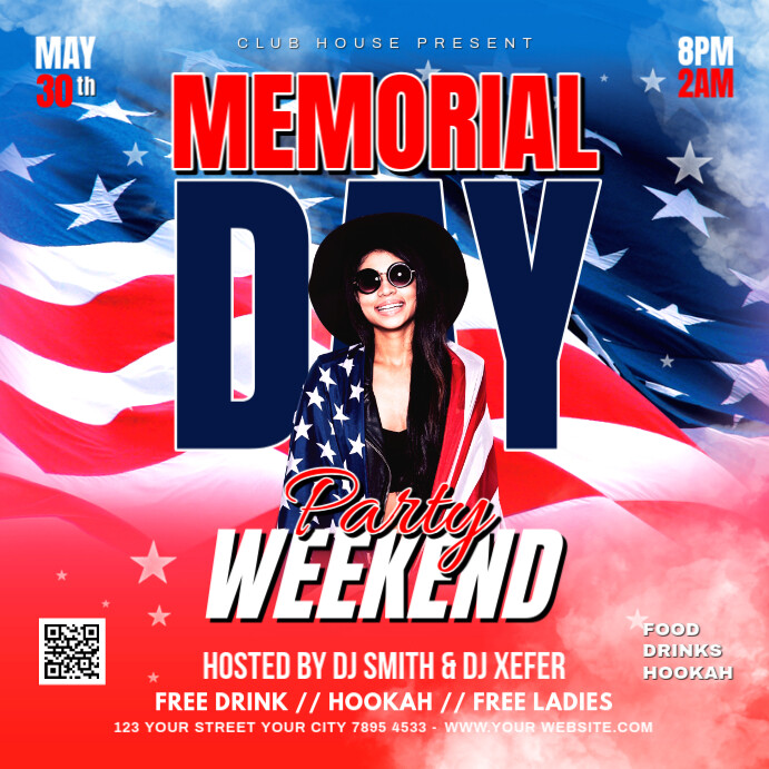 Copy of Red Neon Memorial Day Party Instagram Post | PosterMyWall