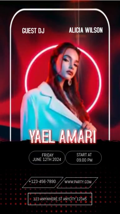red neon party instagram story Template | PosterMyWall