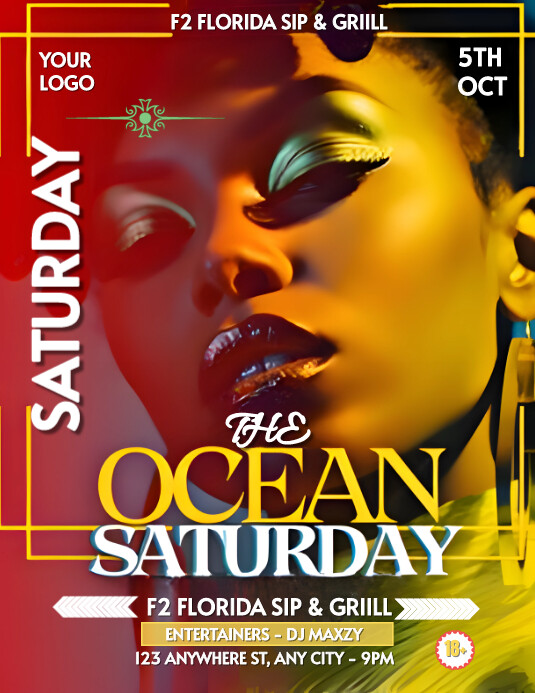 Red Neon Red Background Gradient The Ocean Sa Template | PosterMyWall