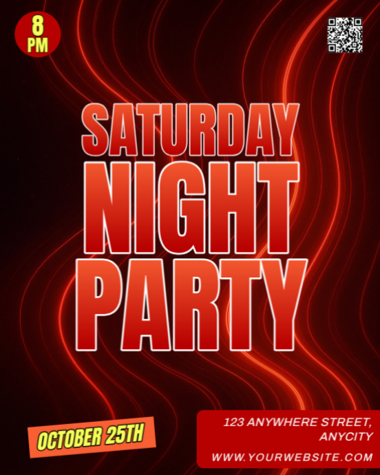 Plantilla de Red Neon Saturday Night Party Instagram Portrait ...