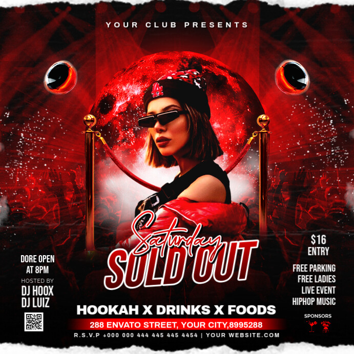 Copy of Red Neon Saturday Sold Out Party Instagram Post | PosterMyWall
