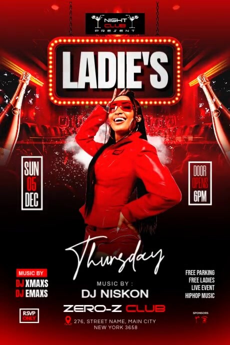 Copy of Red Neon Thursday Ladie's Night Party Flyer Poster | PosterMyWall