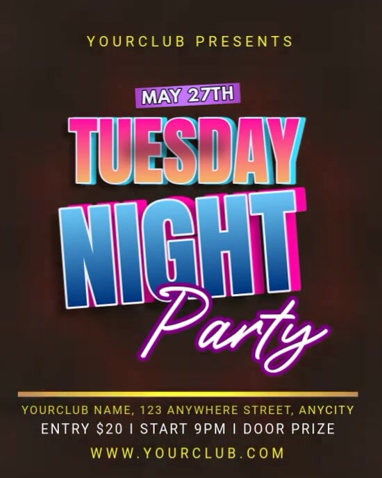 Plantilla de Red Neon Tuesday Night Party Instagram Portrait | PosterMyWall
