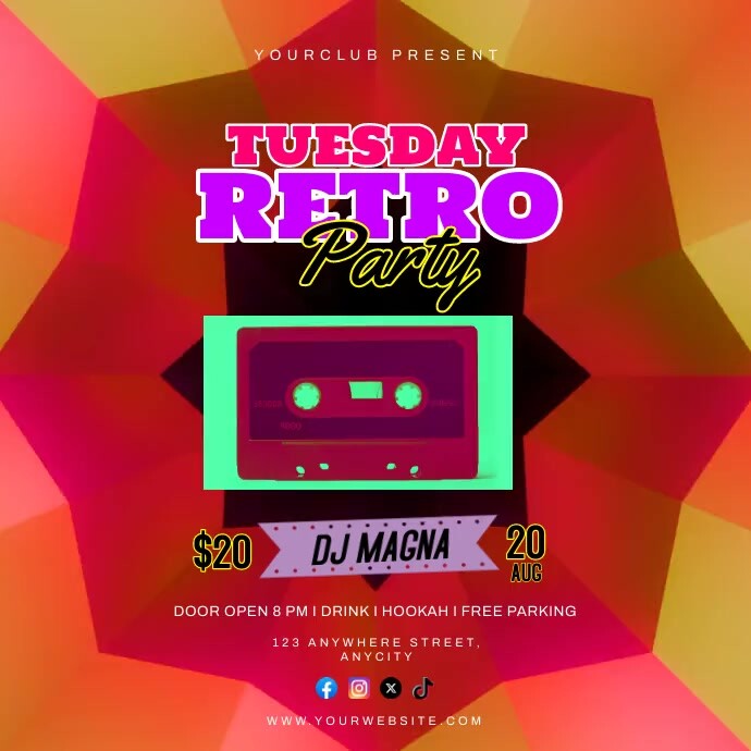 Red Neon Tuesday Retro Party Pos Instagram Templat | PosterMyWall