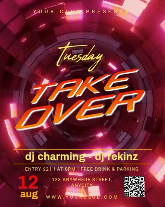 Red Neon Tuesday Takeover Instagram Portrait Template | PosterMyWall