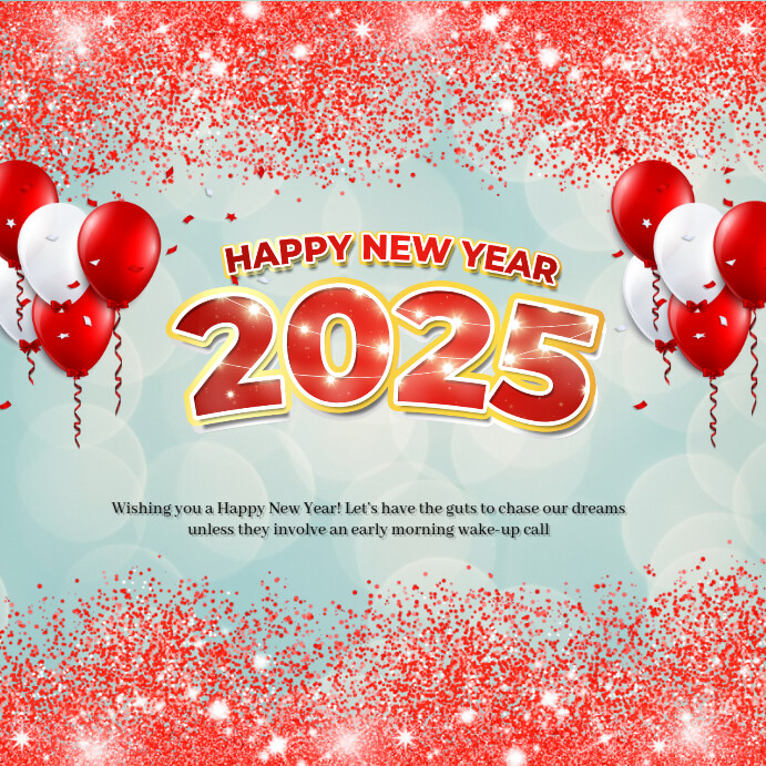 red new year 2025 with ballon instagram post Template | PosterMyWall