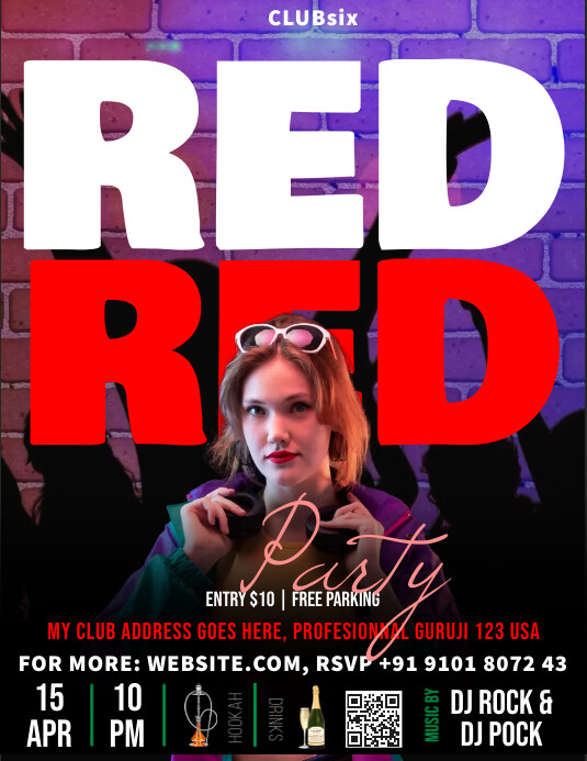 red night party flyer Template | PosterMyWall