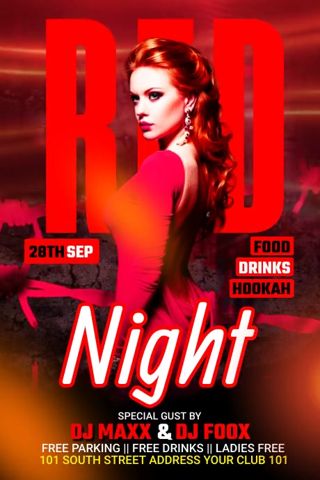 Red night party video flyer Template | PosterMyWall