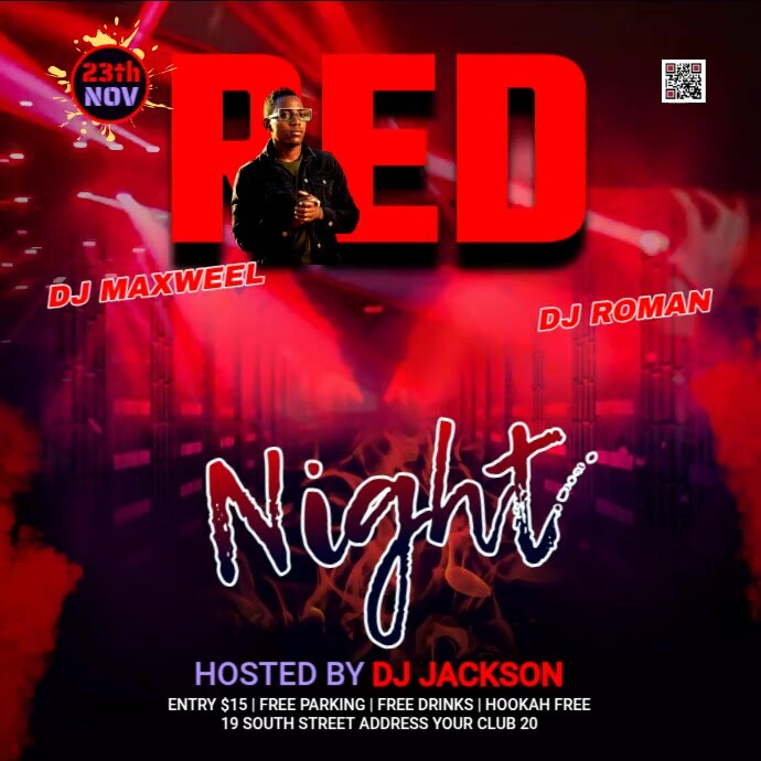 RED NIGHT PARTY VIDEO FLYER Template | PosterMyWall