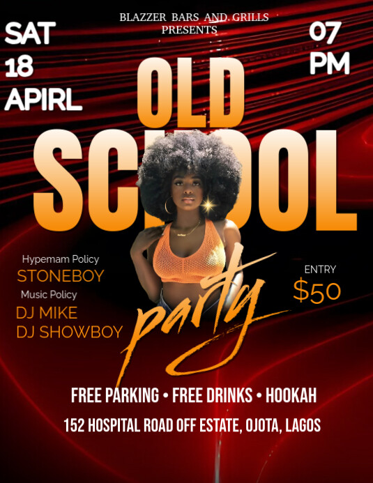 Copy of Red Old School Party Flyer (us Letter) | PosterMyWall