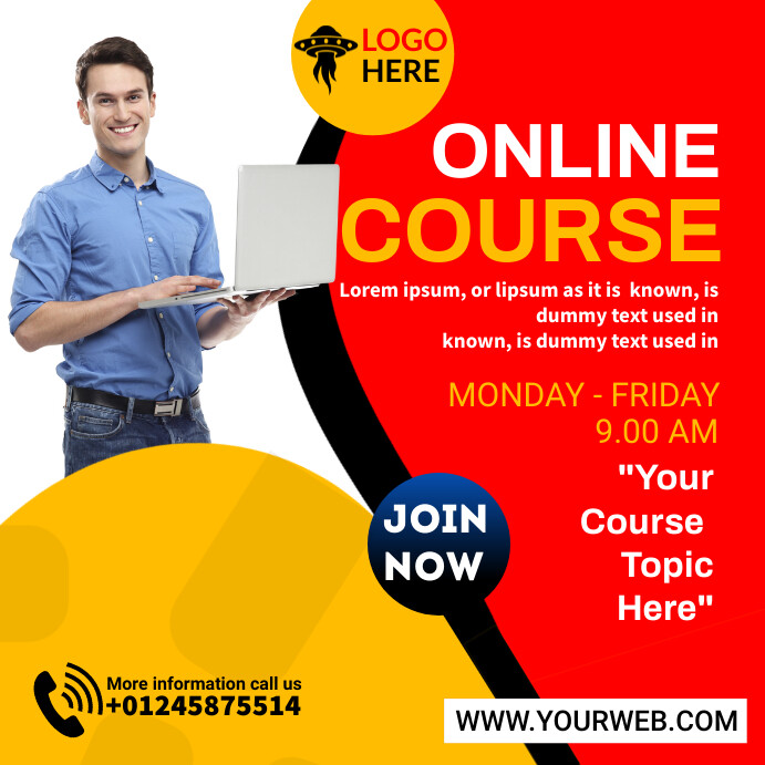 Copy of Red Online Course Poster Square (1:1) | PosterMyWall