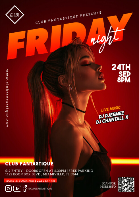 Red Orange Professional Club Party Flyer A4 | PosterMyWall