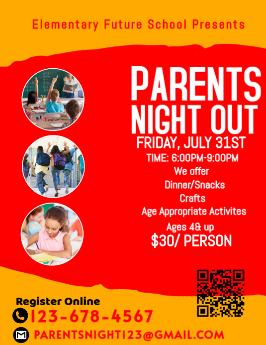 Red Parents' Night Out Flyer (us Letter) Template | PosterMyWall