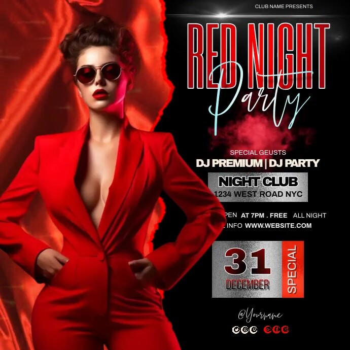 RED PARTY NIGHT Template | PosterMyWall