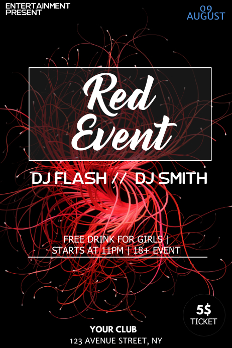 Red party night flyer template | PosterMyWall