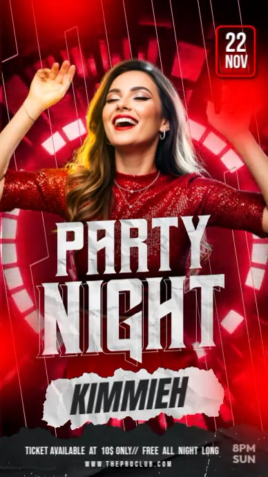 Red Party Night Reels Template | PosterMyWall
