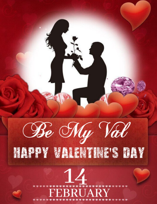 Copy of Red pastel Be my val Valentine's Day card | PosterMyWall