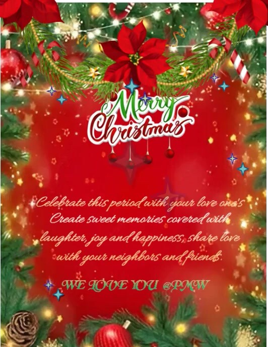 Red Pastel Christmas Song Design Poster Video Flyer (us Letter ...