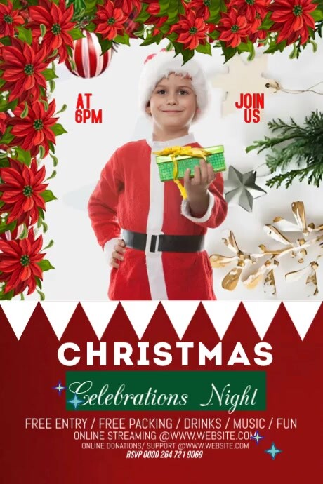 Red Pastel Christmas Video Poster Template | PosterMyWall